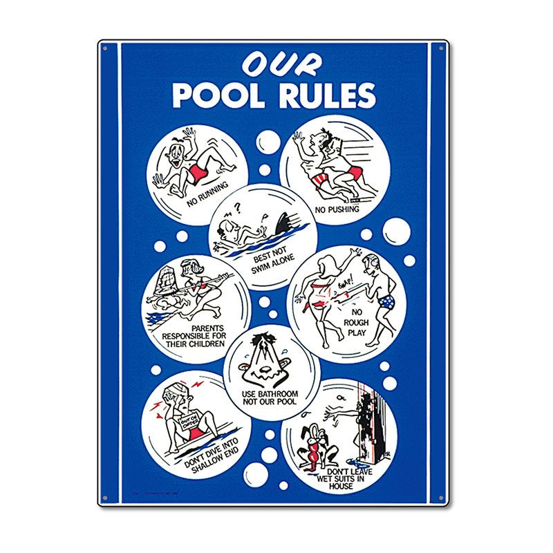 SIGN: OUR POOL RULES ADULT ANIMATION – QCA Spas Corporate