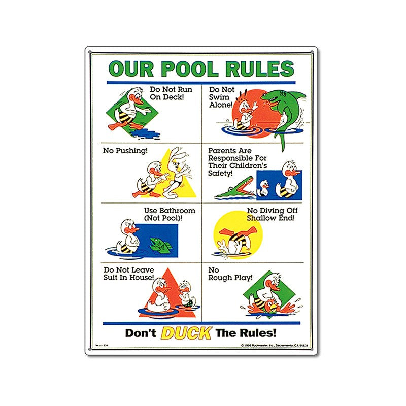 SIGN: DUCK'S OUR POOL RULES – QCA Spas Corporate